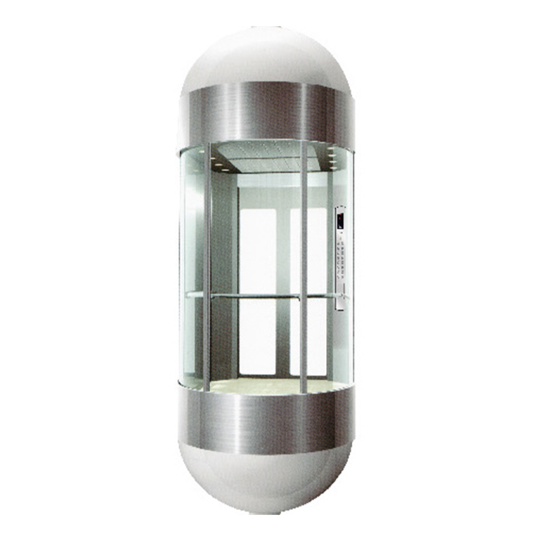 Panoramic Elevator: Hairline Stainless Steel Enclosure - liftextrading.ae